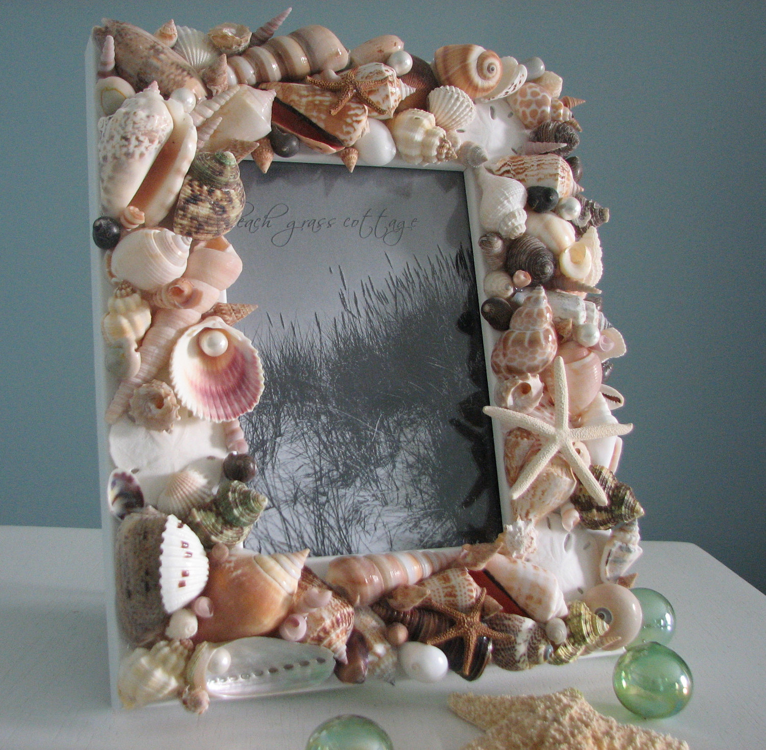 Beach Decor Seashell Frames Nautical Decor Natural Shell Frame W